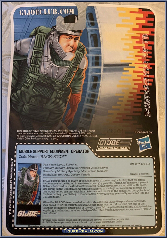 Back-Stop - G.I. Joe - Collector's Club - 2017 Convention - Hasbro ...