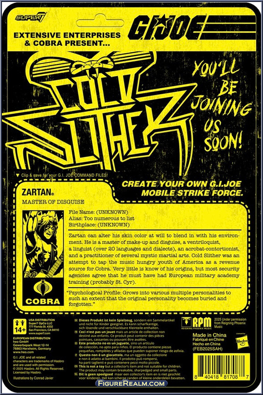 Zartan (Cold Slither Box Set) - G.I. Joe - ReAction + - Super7 Action ...