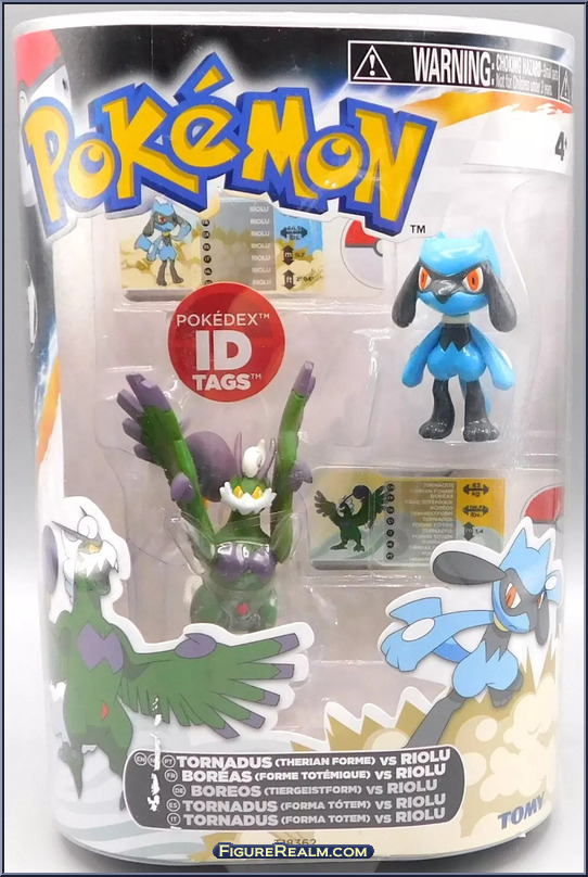 Tornadus vs Riolu - Pokemon - Pokedex ID Tags - Tomy Action Figure