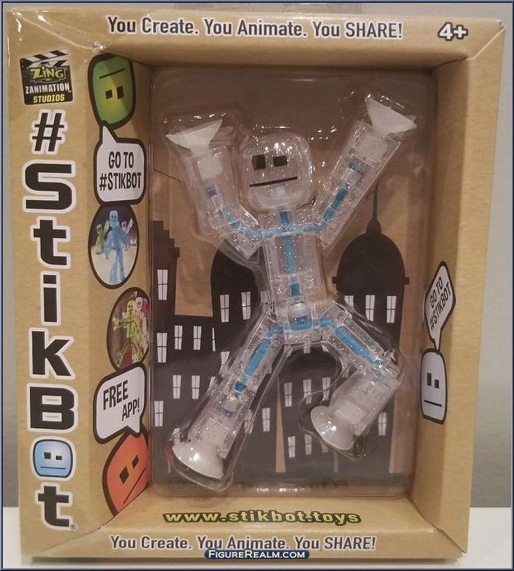 Clear Glitter Bot - Stikbot - Basic Series - Zing Action Figure