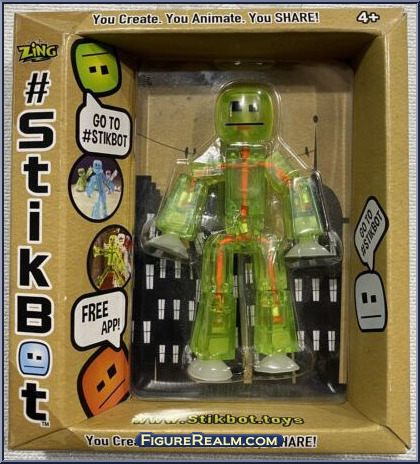 Clear Lime Green Bot - Stikbot - Basic Series - Zing Action Figure
