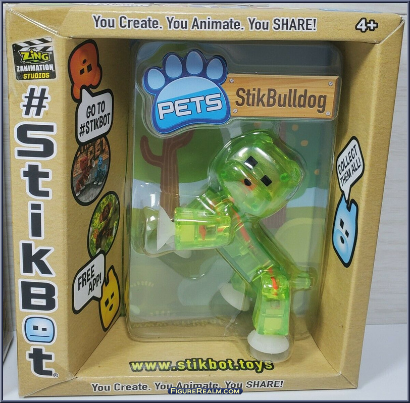 StikBulldog (Clear Green) - Stikbot - Pets - Zing Action Figure
