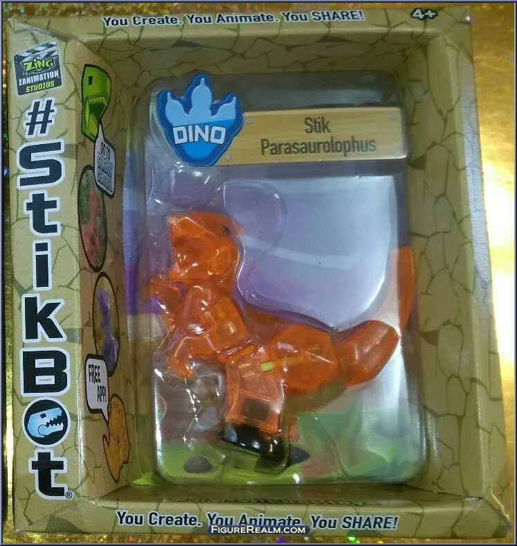 StikParasaurolophus (Clear Orange) - Stikbot - Dino - Zing Action Figure