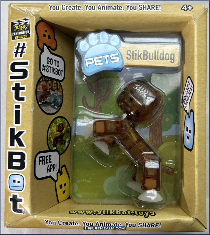 StikBulldog (Clear Brown) - Stikbot - Pets - Zing Action Figure
