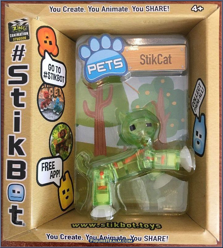 StikCat (Clear Lime) - Stikbot - Pets - Zing Action Figure