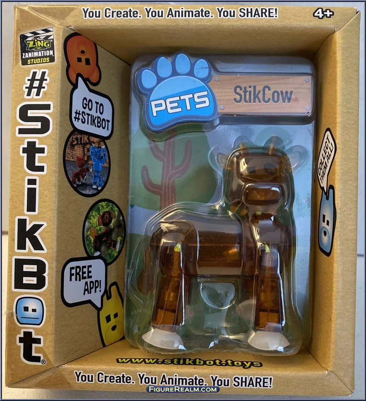 StikCow (Clear Brown) - Stikbot - Pets - Zing Action Figure