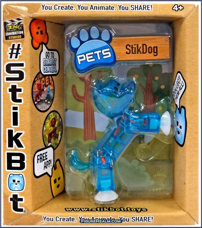 StikDog (Clear Blue) - Stikbot - Pets - Zing Action Figure