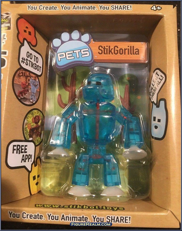 StikGorilla (Clear Blue) - Stikbot - Pets - Zing Action Figure