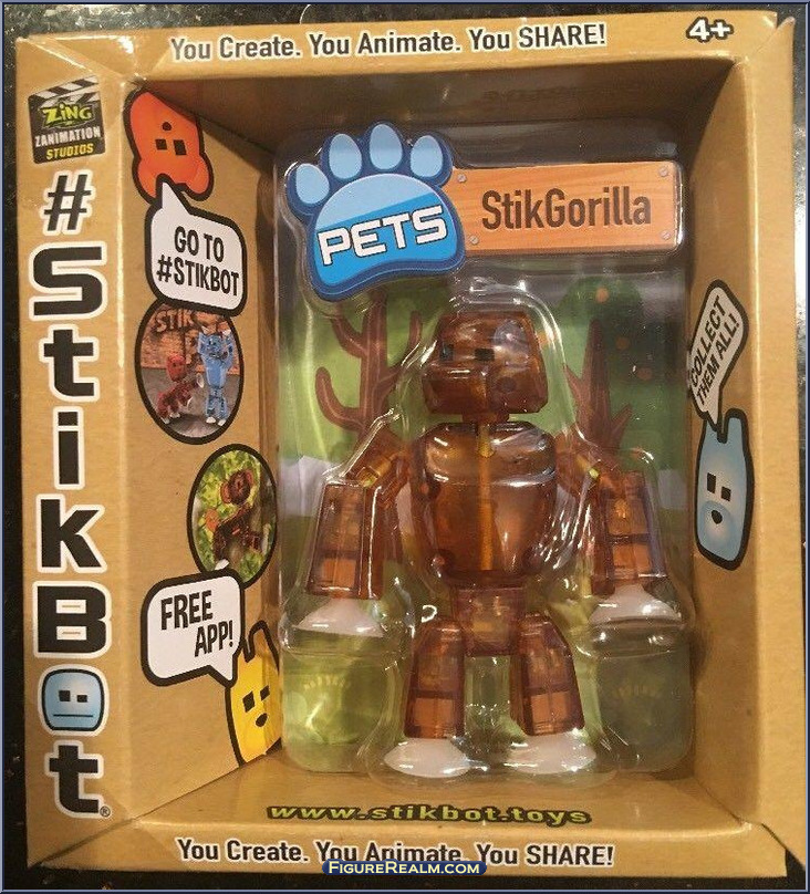 StikGorilla (Clear Brown) - Stikbot - Pets - Zing Action Figure