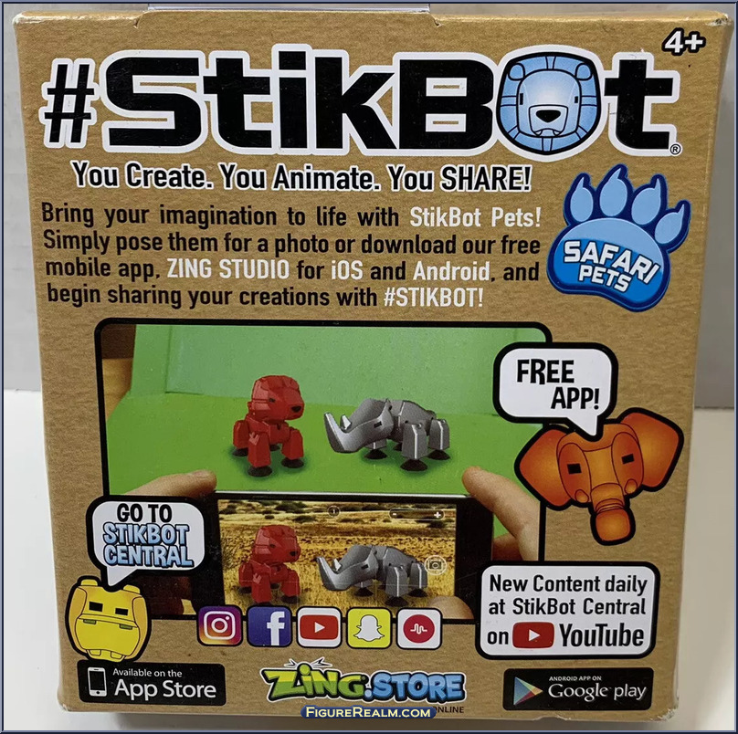 StikHippo (Red) - Stikbot - Safari Pets - Zing Action Figure