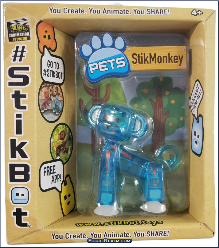 StikMonkey (Clear Blue) - Stikbot - Pets - Zing Action Figure