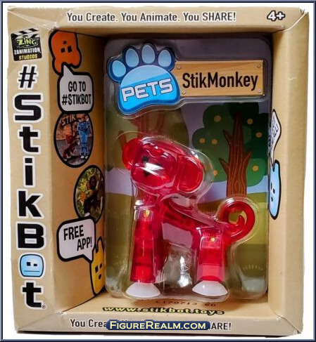 StikMonkey (Clear Red) - Stikbot - Pets - Zing Action Figure